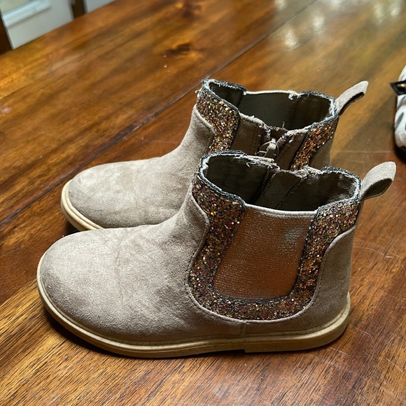 Shoes | Tucker And Tate Booties Beige With Gold Glitter | Poshmark